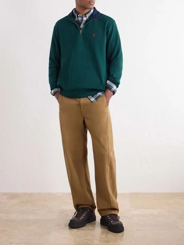 Polo Ralph Lauren Logo-embroidered Cotton-blend Half-zip Sweatshirt
