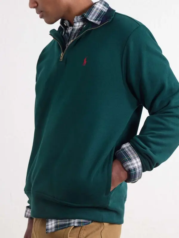 Polo Ralph Lauren Logo-embroidered Cotton-blend Half-zip Sweatshirt