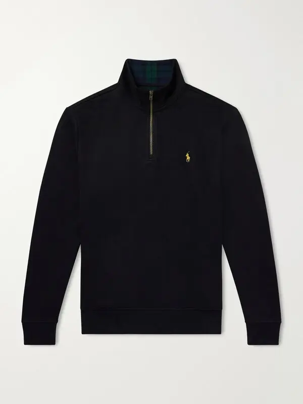 Polo Ralph Lauren Logo-embroidered Cotton-blend Half-zip Sweatshirt - Black