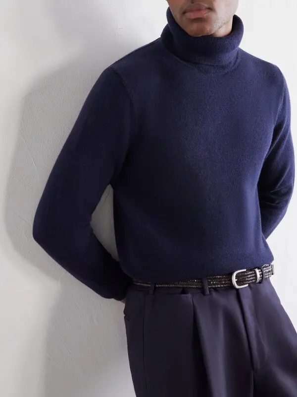 Sease Cashmere Rollneck Sweater - Blue