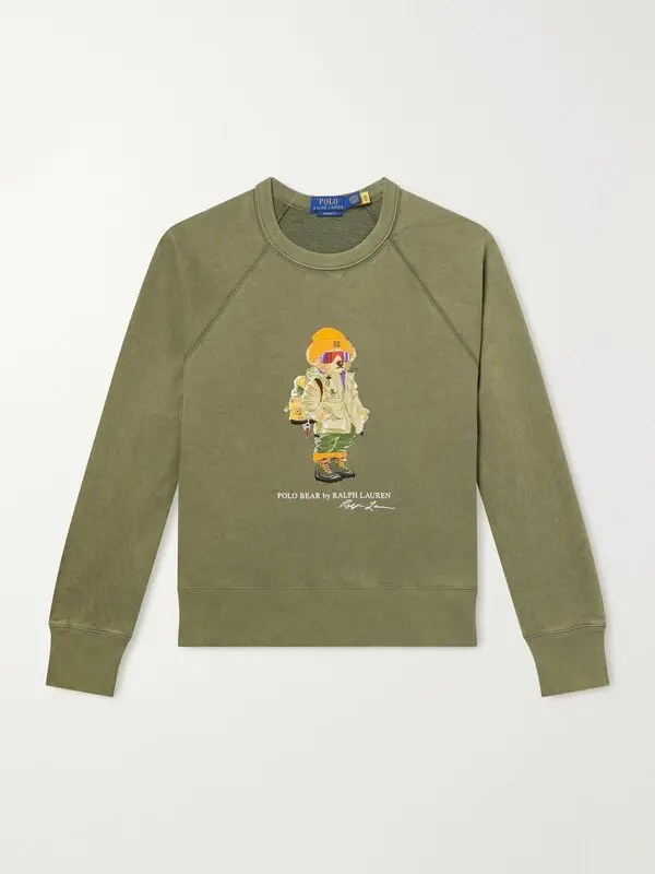 Polo Ralph Lauren Printed Cotton-blend Jersey Sweatshirt - Green