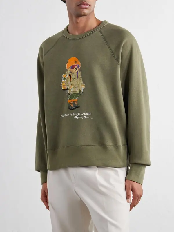 Polo Ralph Lauren Printed Cotton-blend Jersey Sweatshirt - Green
