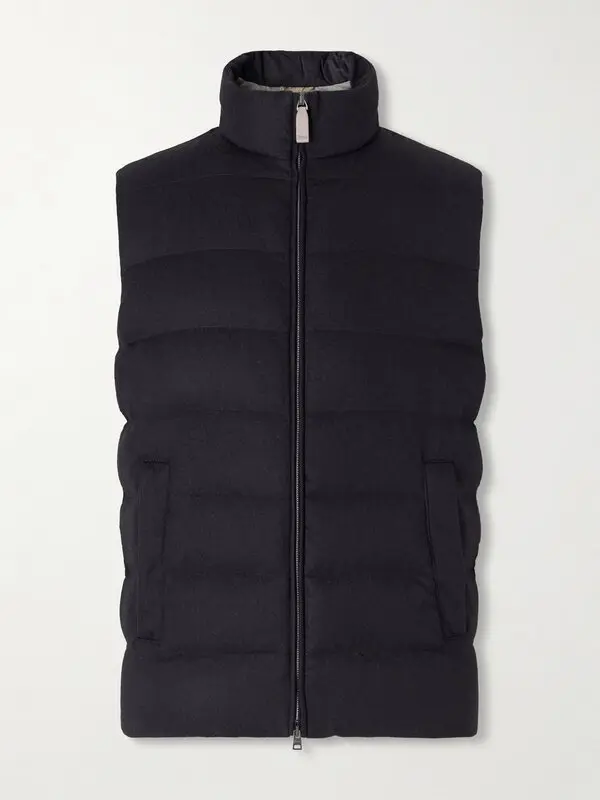 Herno Quilted Silk And Cashmere-blend Gilet - Black