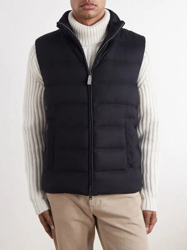 Herno Quilted Silk And Cashmere-blend Gilet - Black
