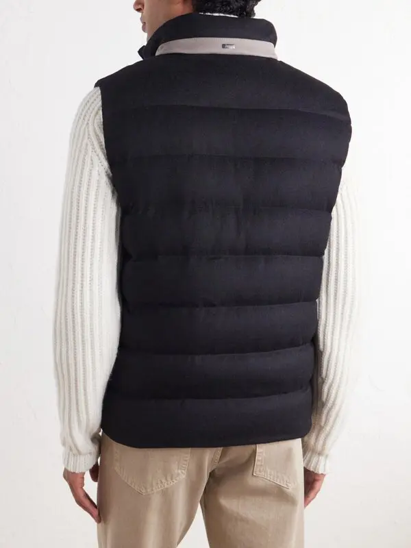 Herno Quilted Silk And Cashmere-blend Gilet - Black