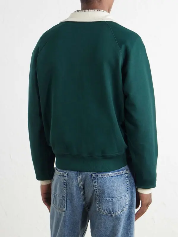 AMI Paris Logo-embroidered Cotton-jersey Zip-up Sweatshirt