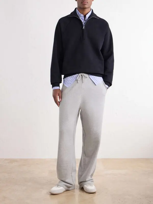 AMI Paris Logo-embroidered Cotton-jersey Half-zip Sweatshirt