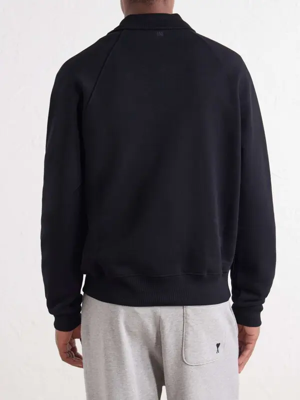 AMI Paris Logo-embroidered Cotton-jersey Half-zip Sweatshirt