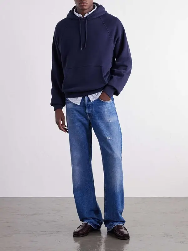 A.p.c. Thimothe Cotton-jersey Hoodie - Navy