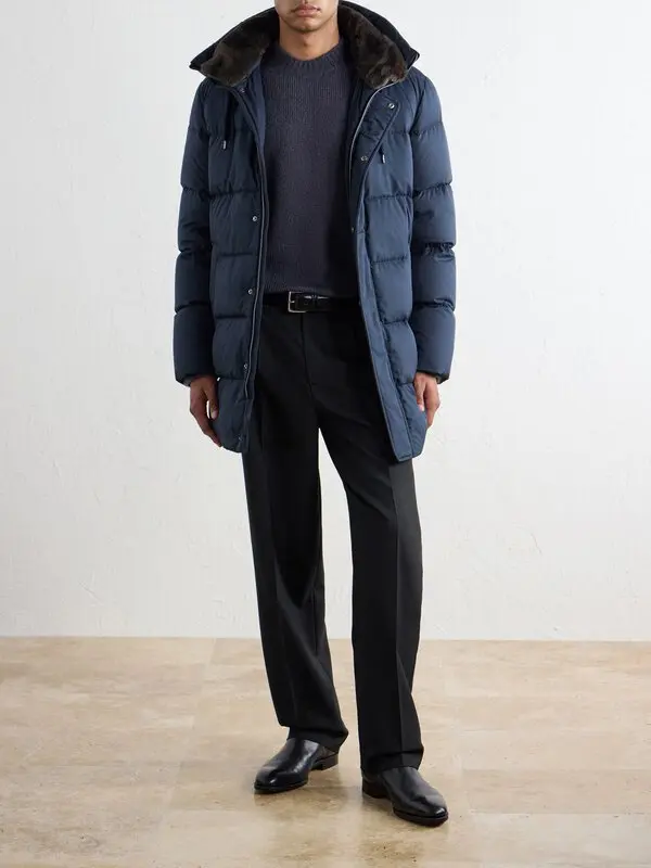 Herno Arendelle Quilted Shell Hooded Down Jacket - Blue