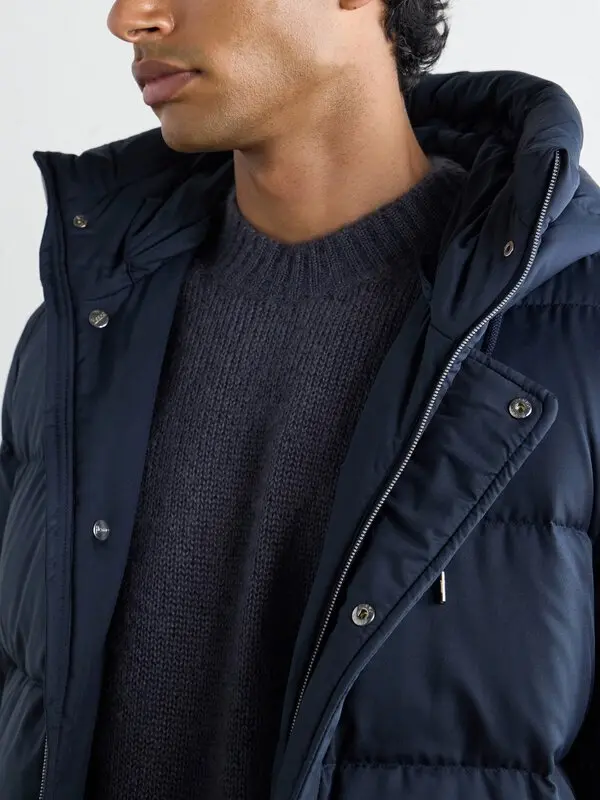 Herno Arendelle Quilted Shell Hooded Down Jacket - Blue