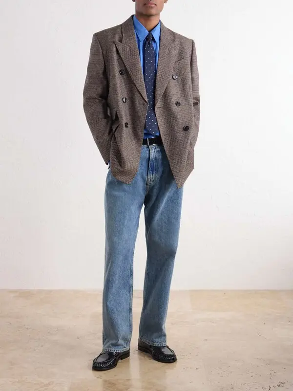 AMI Paris Double-breasted Houndstooth Virgin Wool Blazer