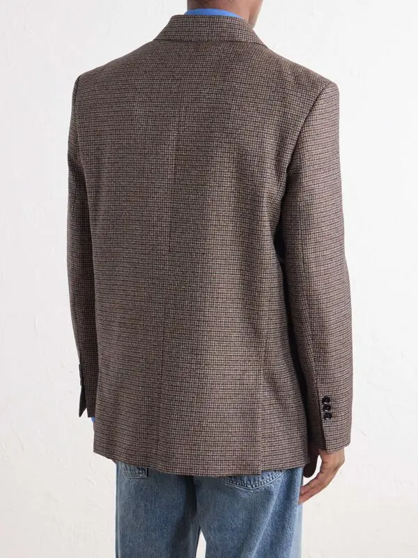AMI Paris Double-breasted Houndstooth Virgin Wool Blazer