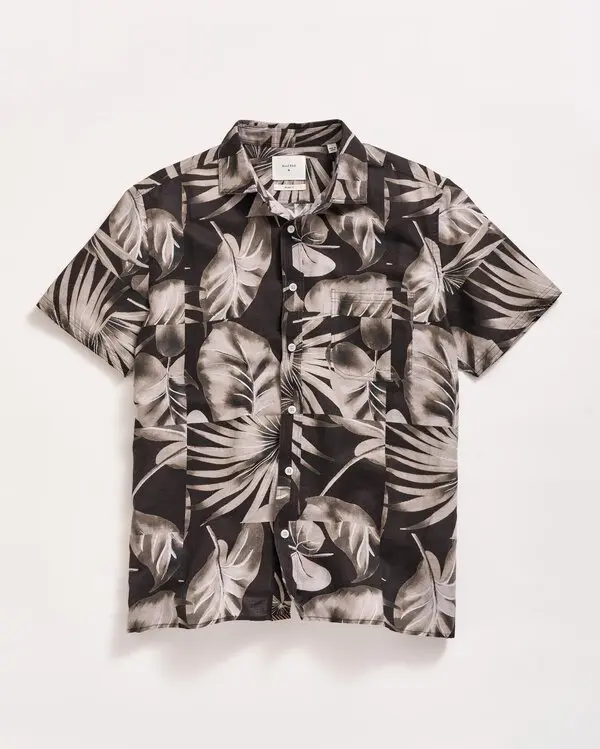 Billy Reid Short Sleeve Tiled Elephant Ear Treme Shirt - Black