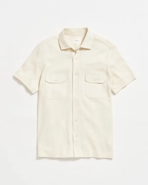 Billy Reid Short Sleeve Hemp Cotton Knit Shirt - White