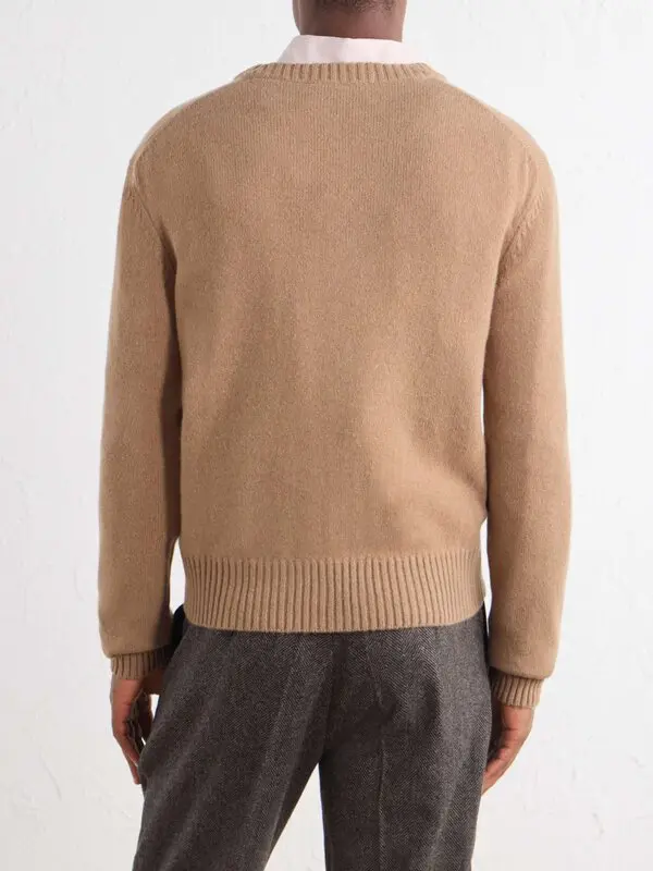 AMI Paris Logo-embroidered Cashmere And Wool-blend Cardigan