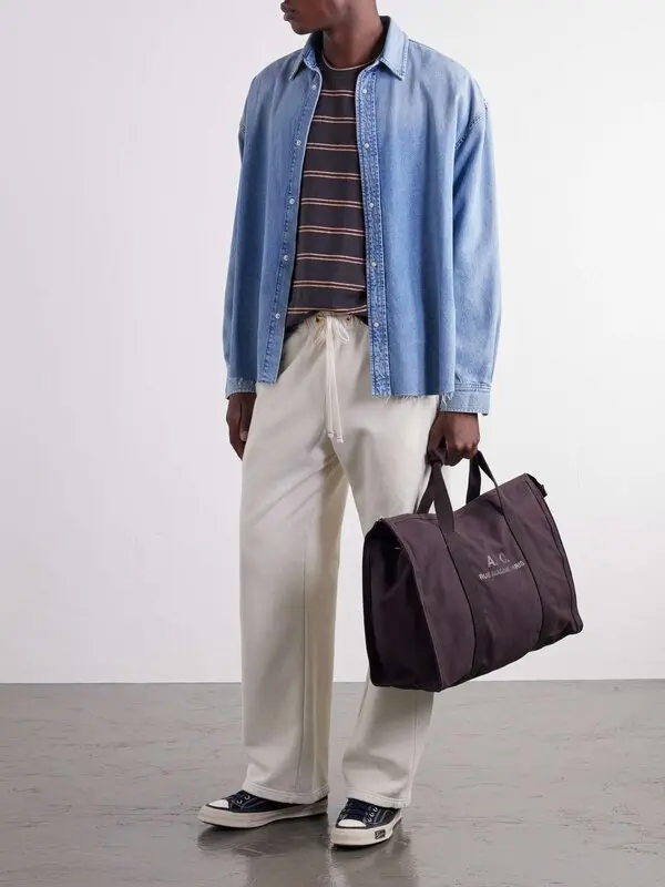 A.p.c. Recuperation Logo-printed Webbing-trimmed Cotton-canvas Tote Bag