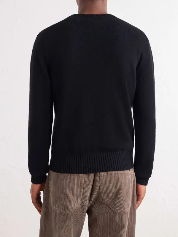 AMI Paris Logo-embroidered Cashmere And Wool-blend Sweater
