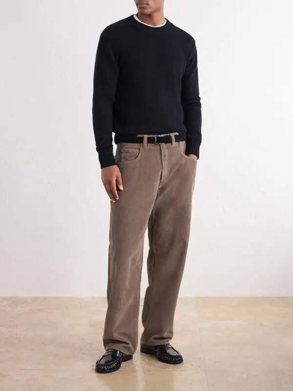 AMI Paris Logo-embroidered Cashmere And Wool-blend Sweater