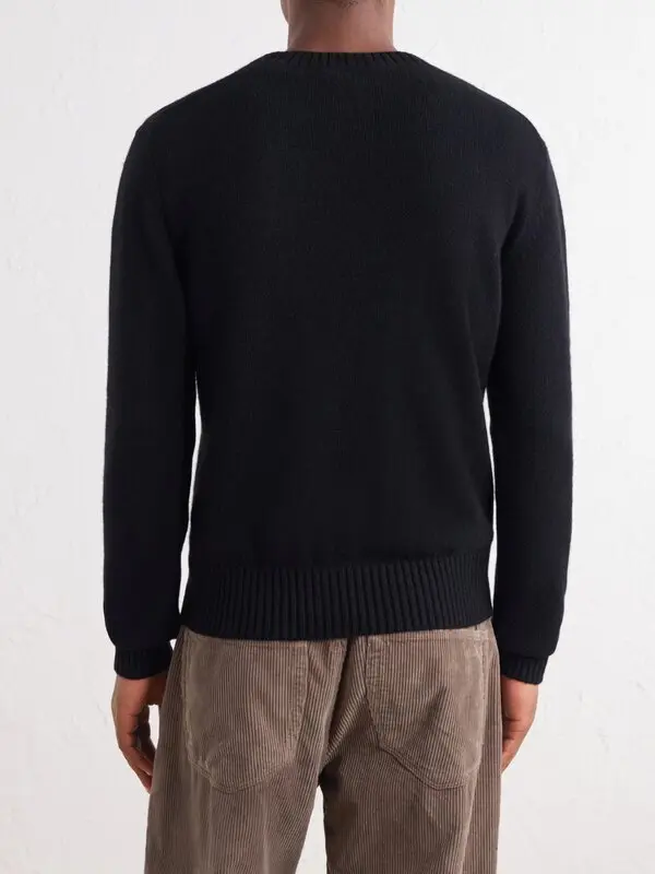 AMI Paris Logo-embroidered Cashmere And Wool-blend Sweater