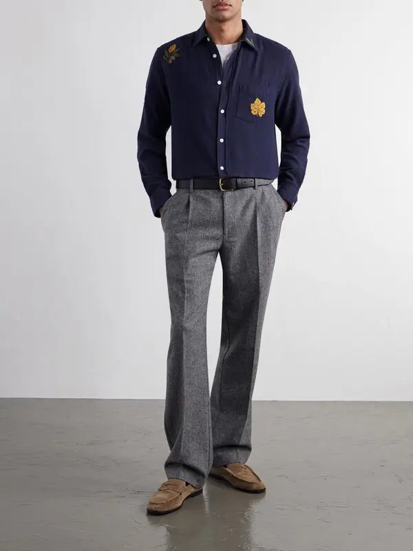 Portuguese Flannel Embroidered Cotton-flannel Shirt