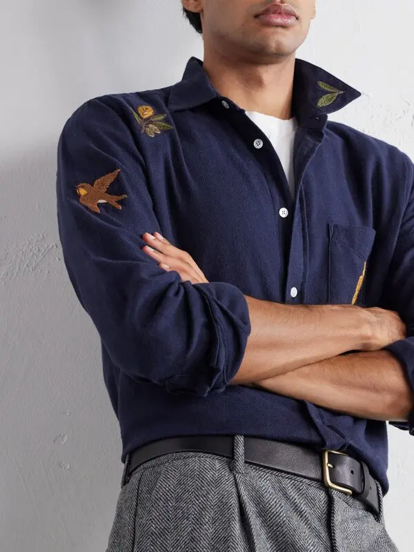 Portuguese Flannel Embroidered Cotton-flannel Shirt