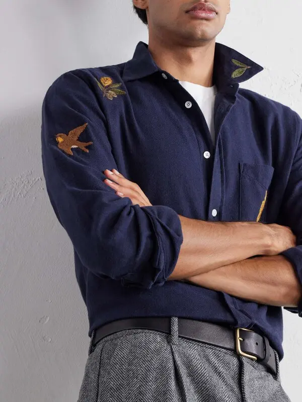 Portuguese Flannel Embroidered Cotton-flannel Shirt