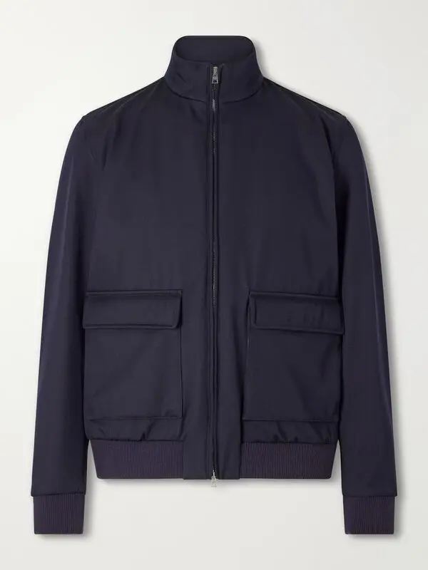 Herno Virgin Wool-twill Bomber Jacket - Blue