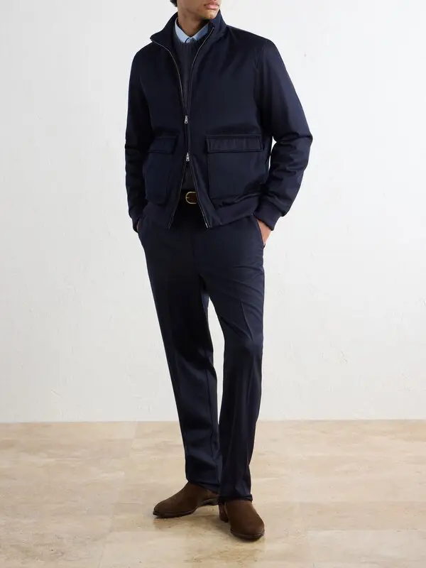 Herno Virgin Wool-twill Bomber Jacket - Blue