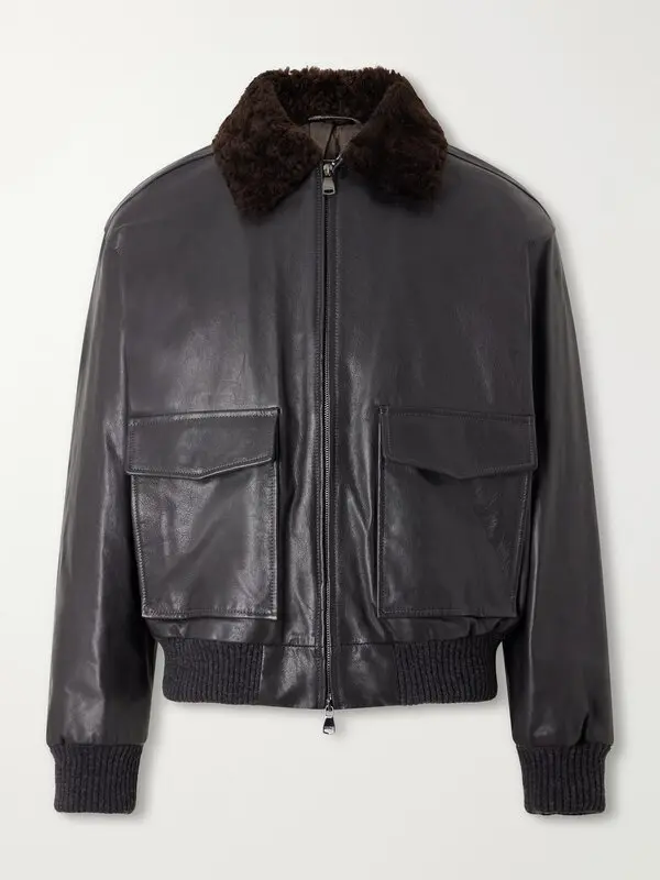 VALSTAR Smith Shearling-trimmed Full-grain Leather Jacket - Black