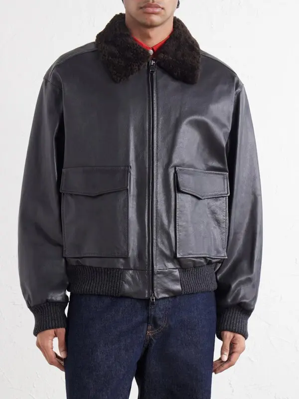 VALSTAR Smith Shearling-trimmed Full-grain Leather Jacket