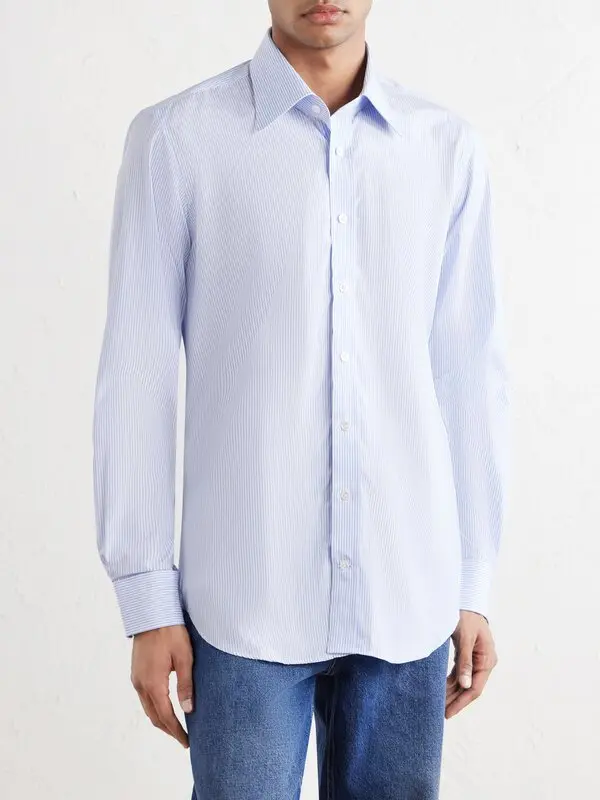 Thom Sweeney Lecce Striped Cotton-poplin Shirt