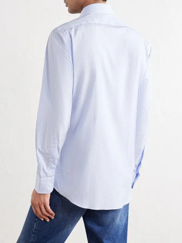 Thom Sweeney Lecce Striped Cotton-poplin Shirt