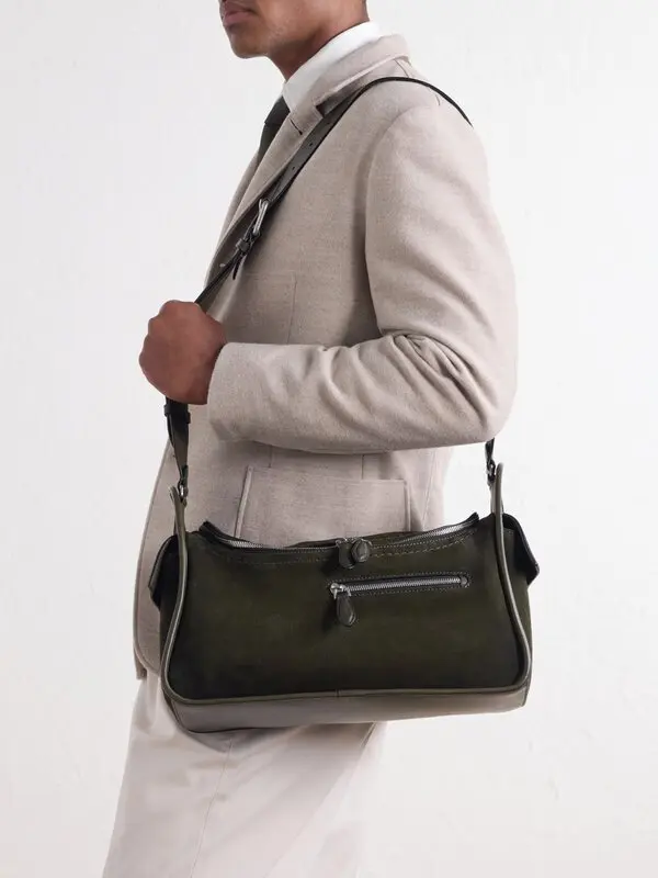 Berluti Périple Barrel Leather-trimmed Suede Messenger Bag