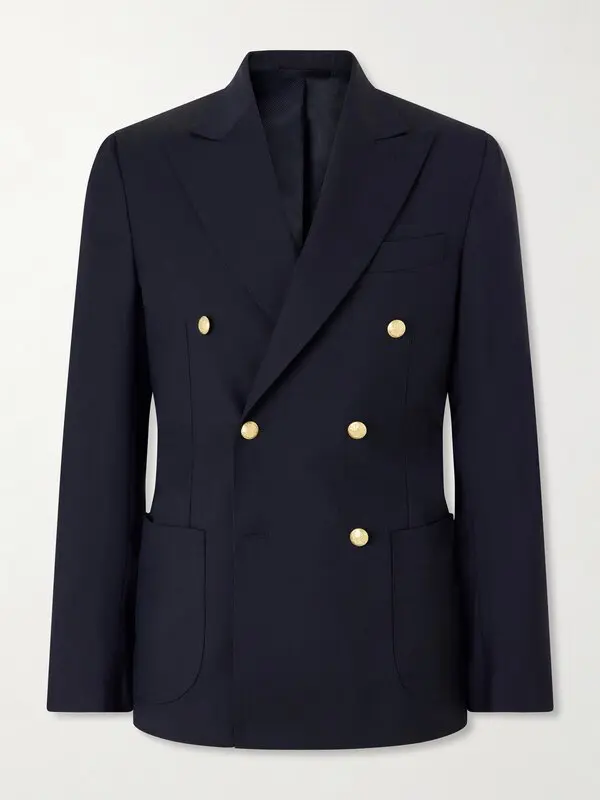 DE PETRILLO Vesuvio Double-breasted Wool-twill Suit Jacket