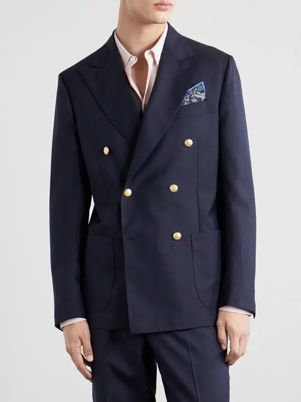 DE PETRILLO Vesuvio Double-breasted Wool-twill Suit Jacket