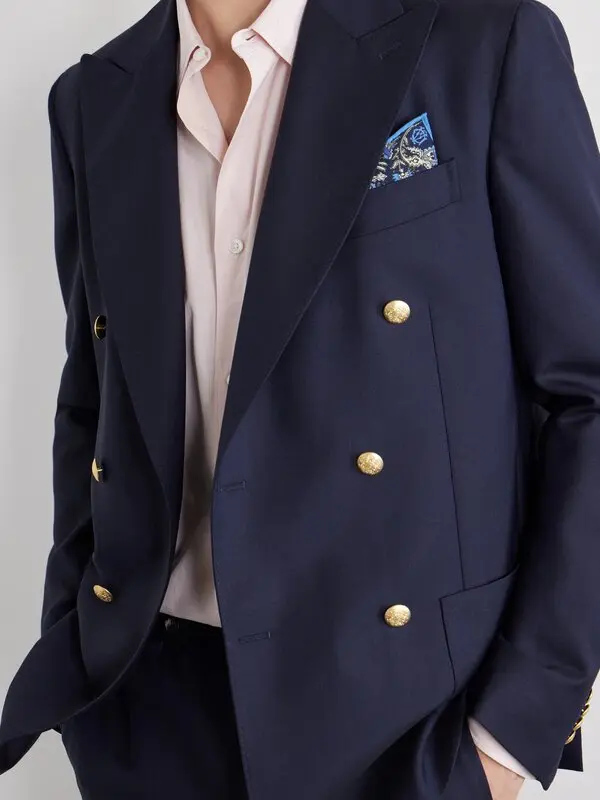 DE PETRILLO Vesuvio Double-breasted Wool-twill Suit Jacket