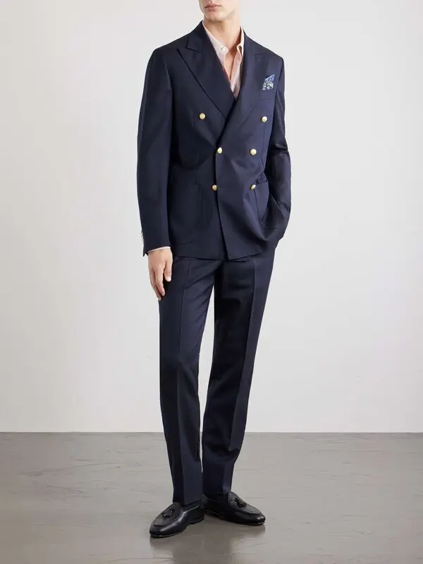 DE PETRILLO Vesuvio Double-breasted Wool-twill Suit Jacket
