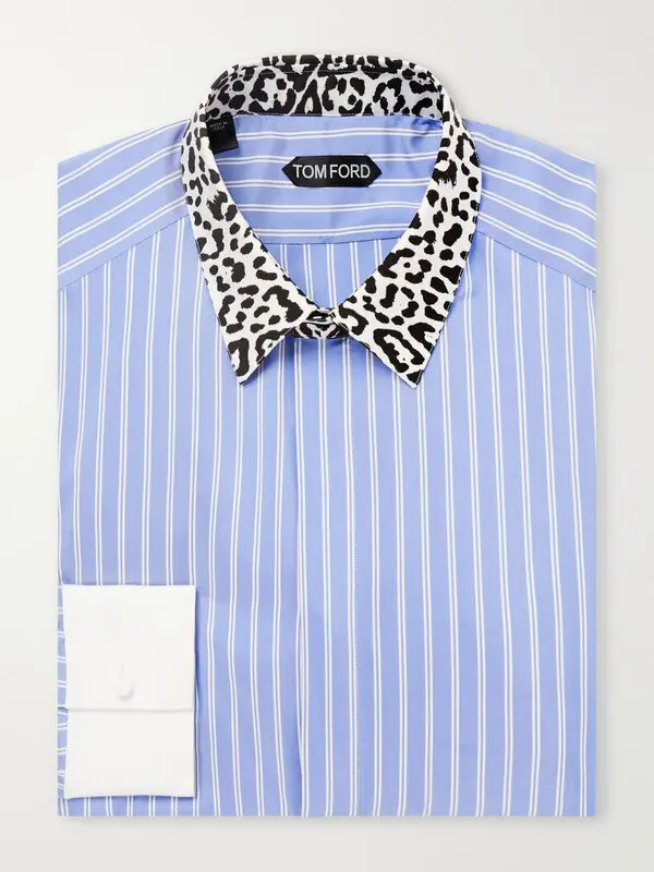 TOM FORD Striped Silk-satin Shirt - Blue