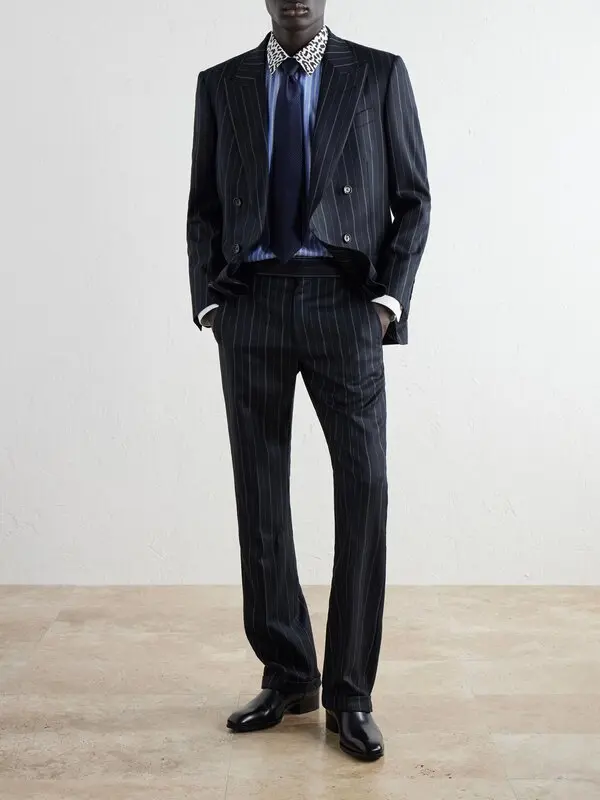 TOM FORD Striped Silk-satin Shirt - Blue