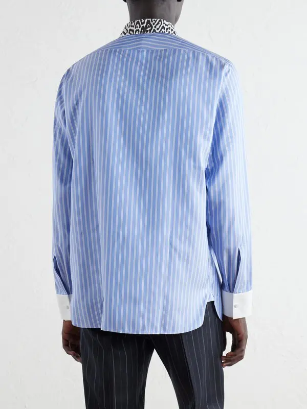 TOM FORD Striped Silk-satin Shirt - Blue