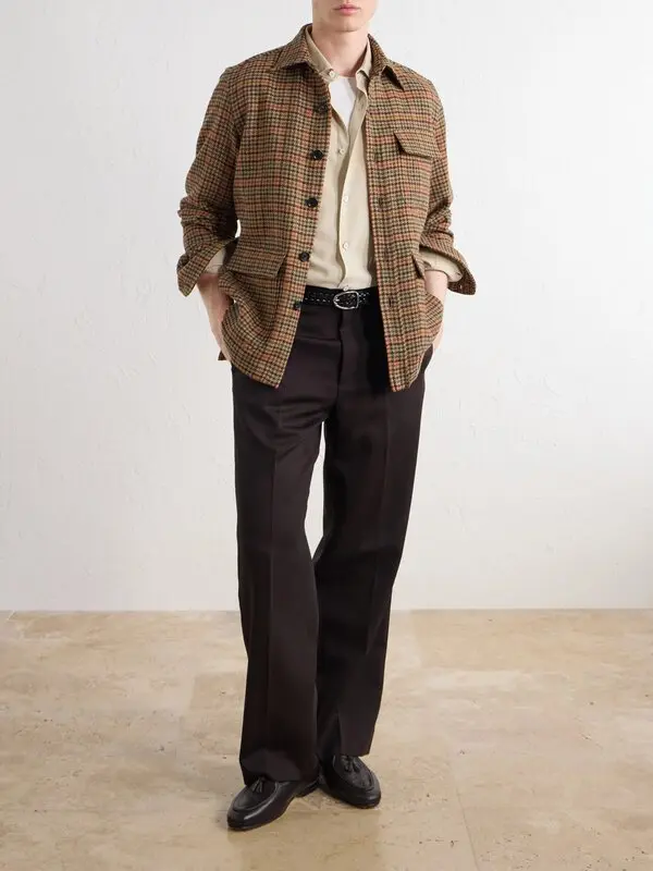 DE PETRILLO Houndstooth Virgin Wool Overshirt