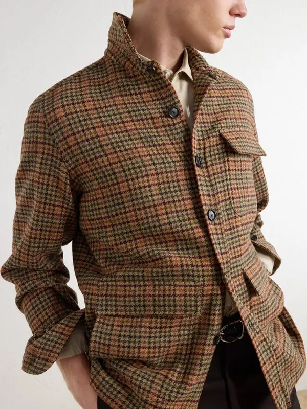 DE PETRILLO Houndstooth Virgin Wool Overshirt