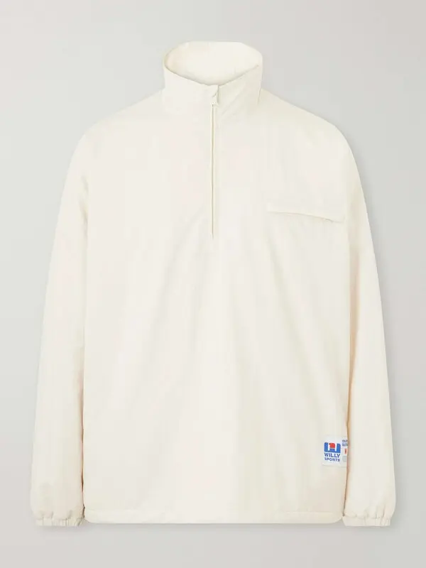 WILLY CHAVARRIA Appliquéd Fleece-lined Shell Half-zip Jacket