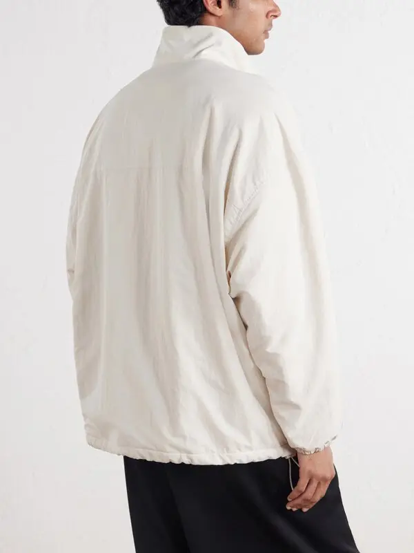 WILLY CHAVARRIA Appliquéd Fleece-lined Shell Half-zip Jacket - Neutrals