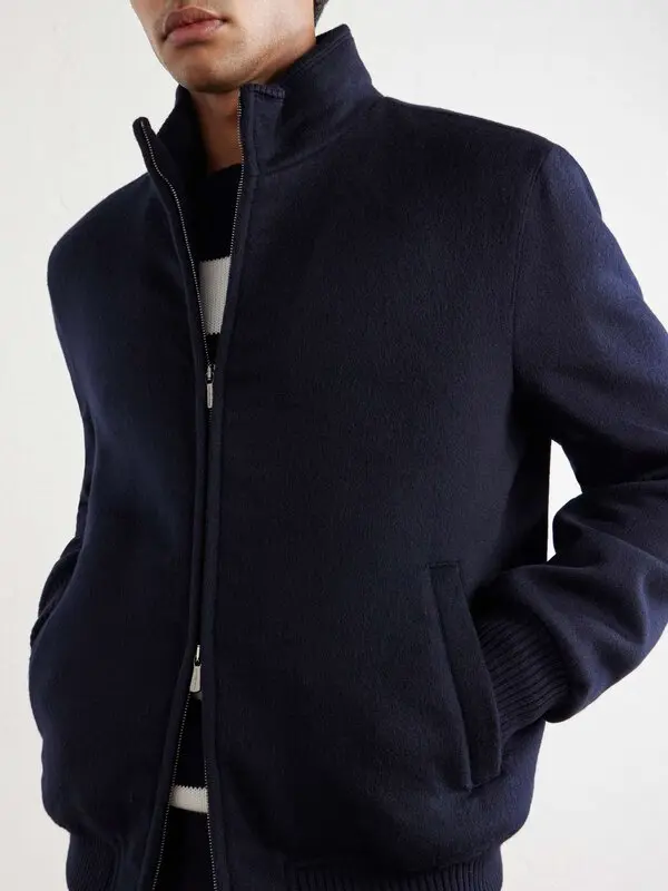 Thom Sweeney Wool And Cashmere-blend Flannel Bomber Jacket
