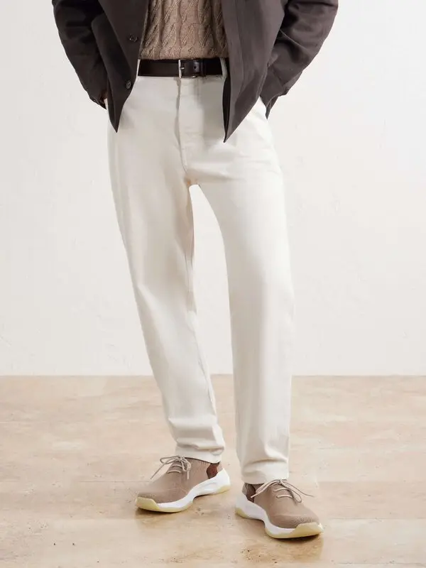 Berluti Shadow Leather-trimmed Stretch-cashmere Sneakers