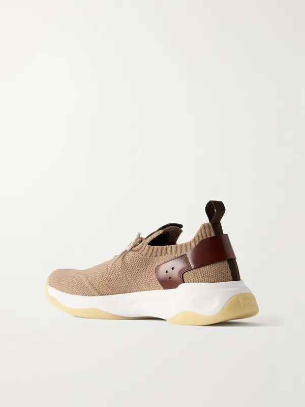 Berluti Shadow Leather-trimmed Stretch-cashmere Sneakers