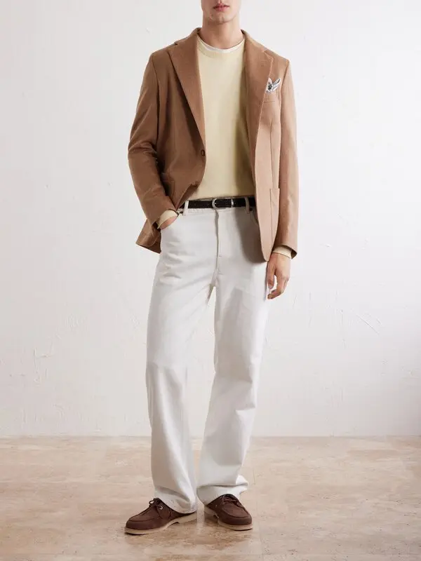 DE PETRILLO Posillipo Brushed Camel Hair Blazer - Neutrals
