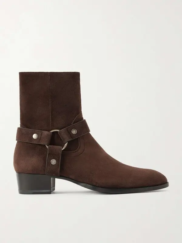 Saint Laurent Wyatt Studded Suede Chelsea Boots
